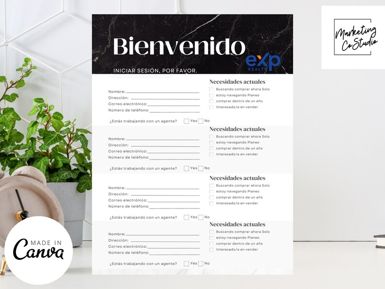 EXP Spanish Open House Sign-in Sheet | Real Estate Marketing | Instant ...