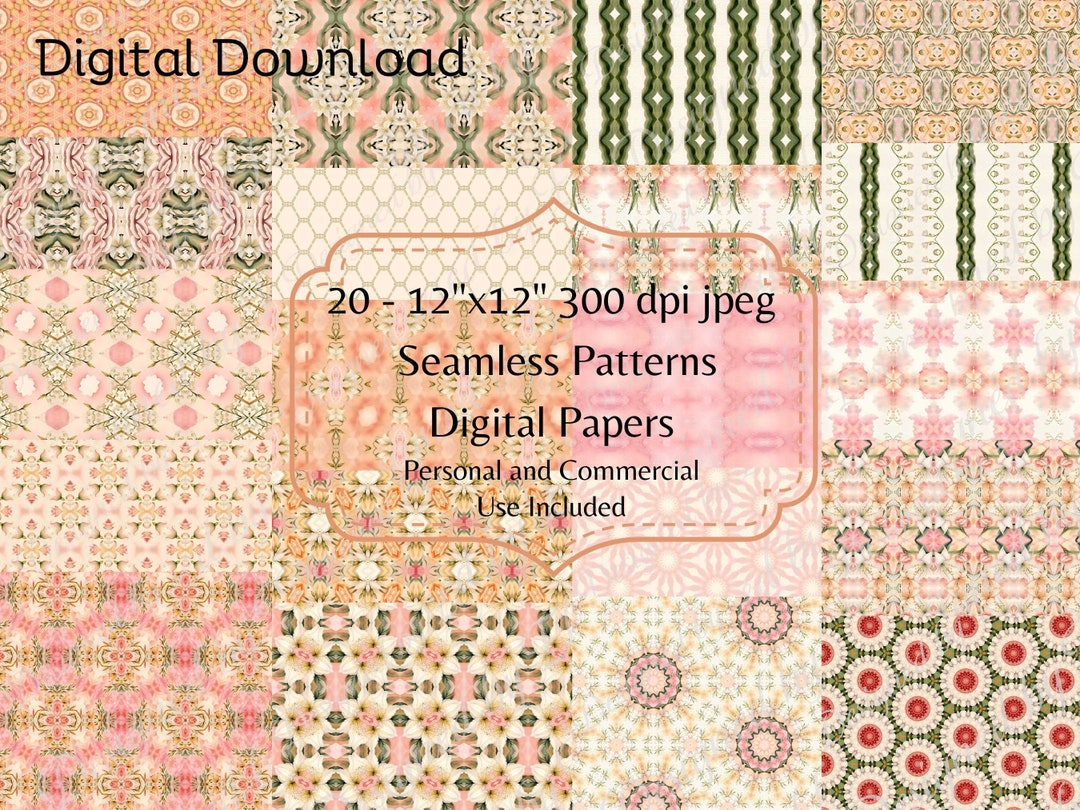 Printable Digital Paper Collection-shabby Chic Pastel Patterns-vintage ...
