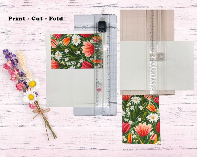 Printable Digital Paper-gift Tag Set-spring Floral-tulip & Daisy ...