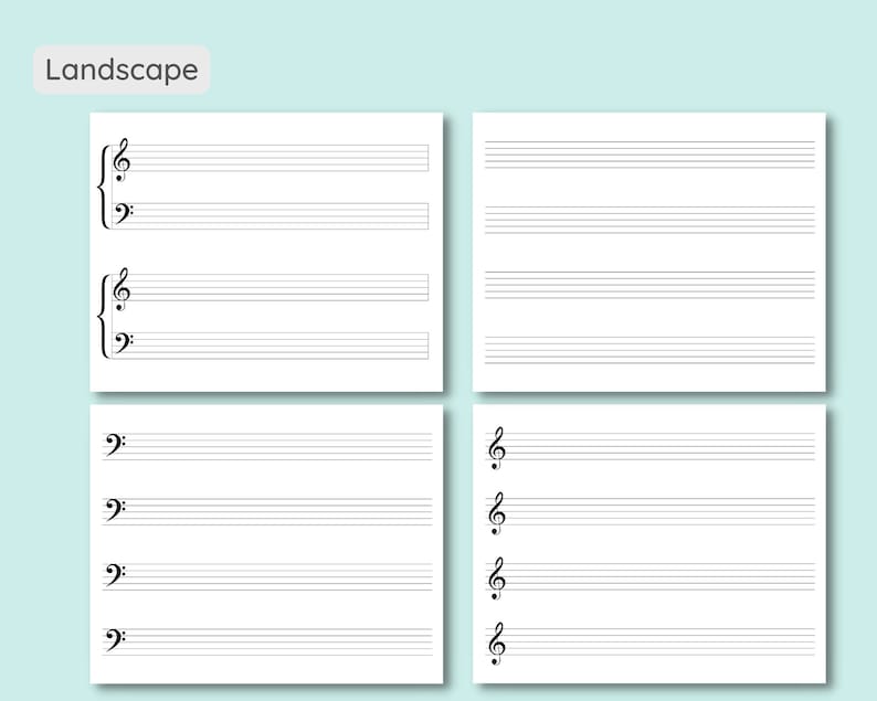 Kids Sheet Music Bundle | Extra-wide Staff Music Sheets | Digital ...