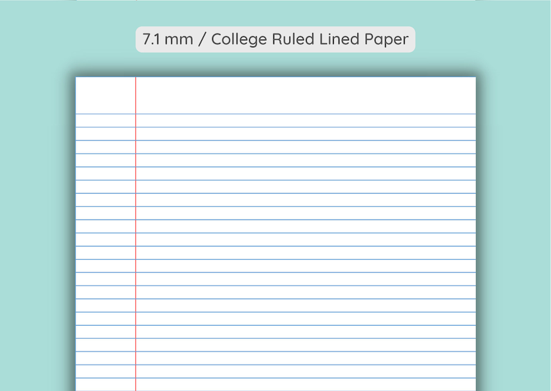 Set of 5 Colored Printable Lined Paper With Vertical Line | 15 ...