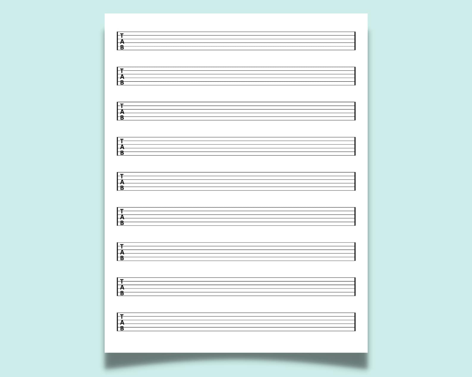 Set of 6 Printable Guitar Music Sheet Bundle 18 Templates Guitar Chord ...
