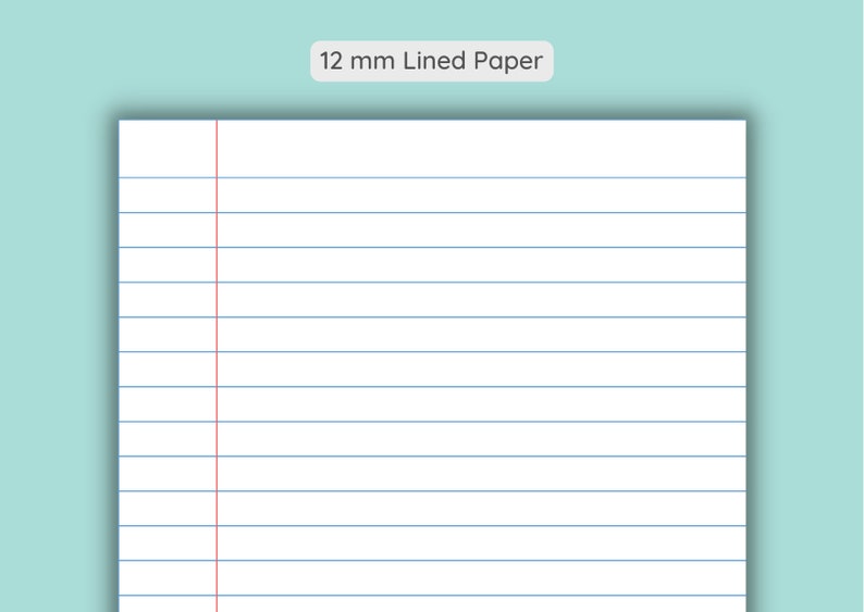 Set of 5 Colored Printable Lined Paper With Vertical Line | 15 ...