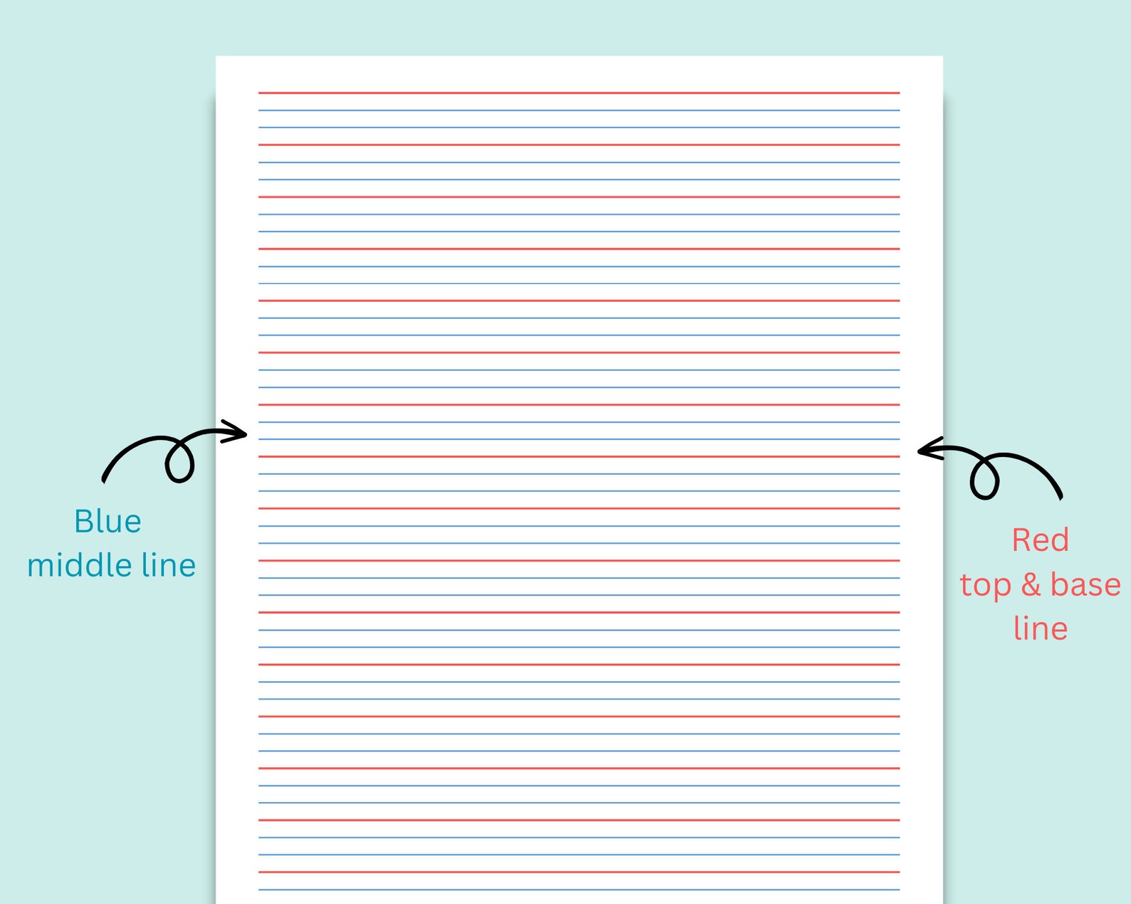 4-lined Writing Practice Paper | Handwriting Penmanship Calligraphy ...