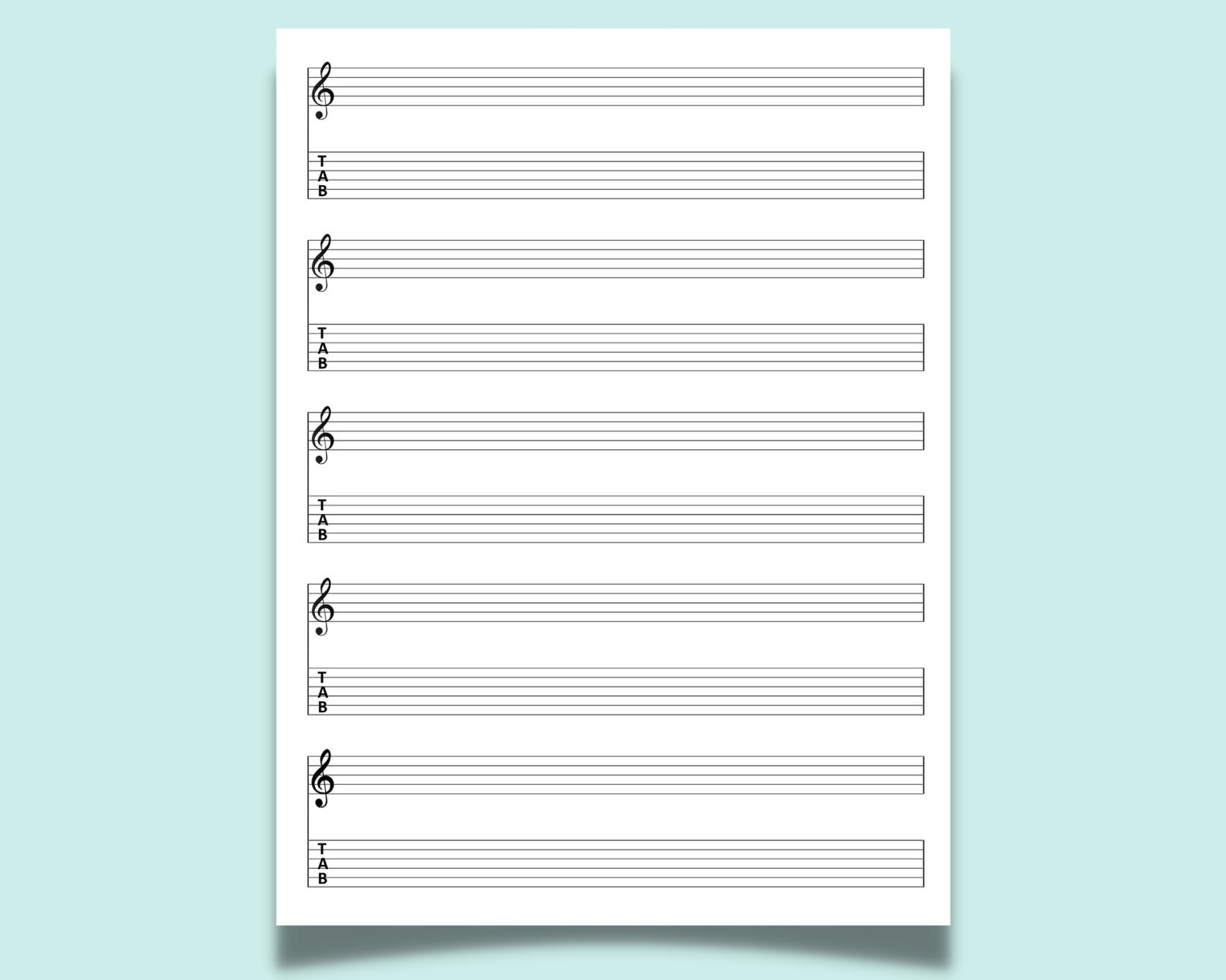Set of 6 Printable Guitar Music Sheet Bundle | 18 Templates | Guitar ...