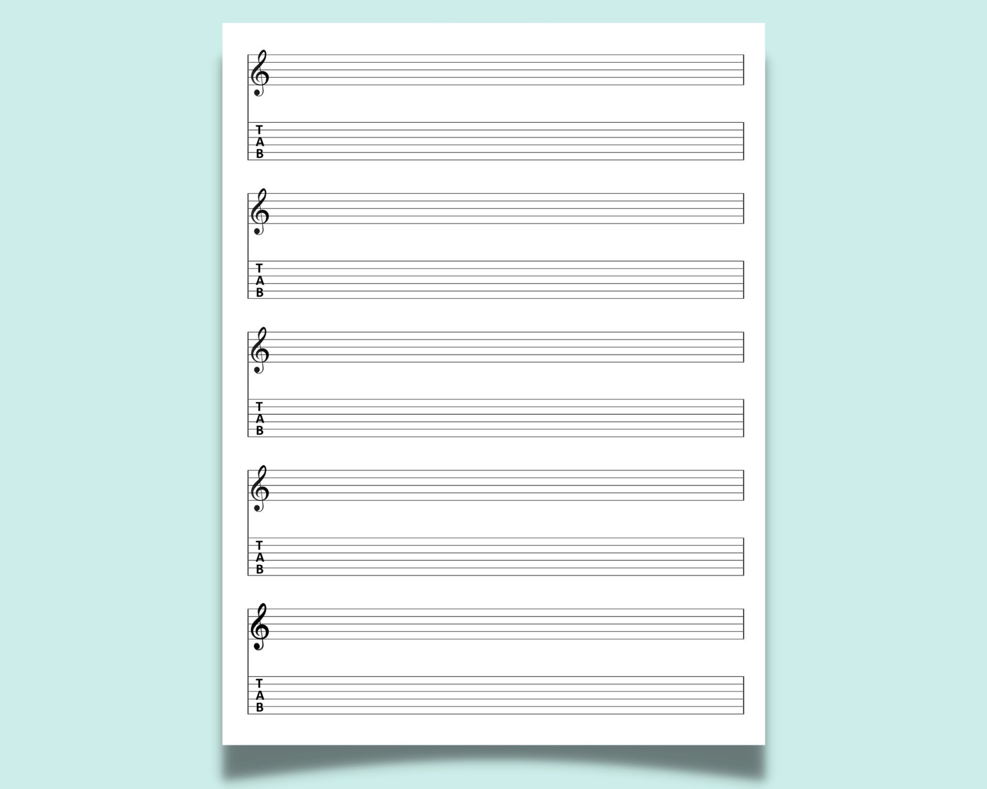 Set of 6 Printable Guitar Music Sheet Bundle | 18 Templates | Guitar ...