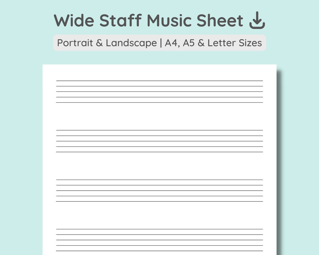 Kids Blank Sheet Music Paper Wide Staff Music Sheets Digital Manuscript ...