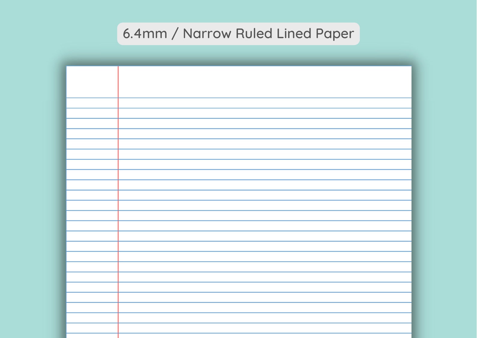 Set of 5 Colored Printable Lined Paper With Vertical Line | 15 ...