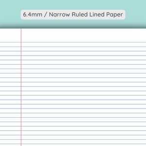 Set of 5 Colored Printable Lined Paper With Vertical Line | 15 ...