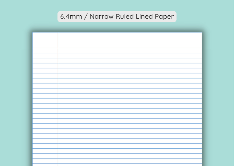 Set of 5 Colored Printable Lined Paper With Vertical Line | 15 ...