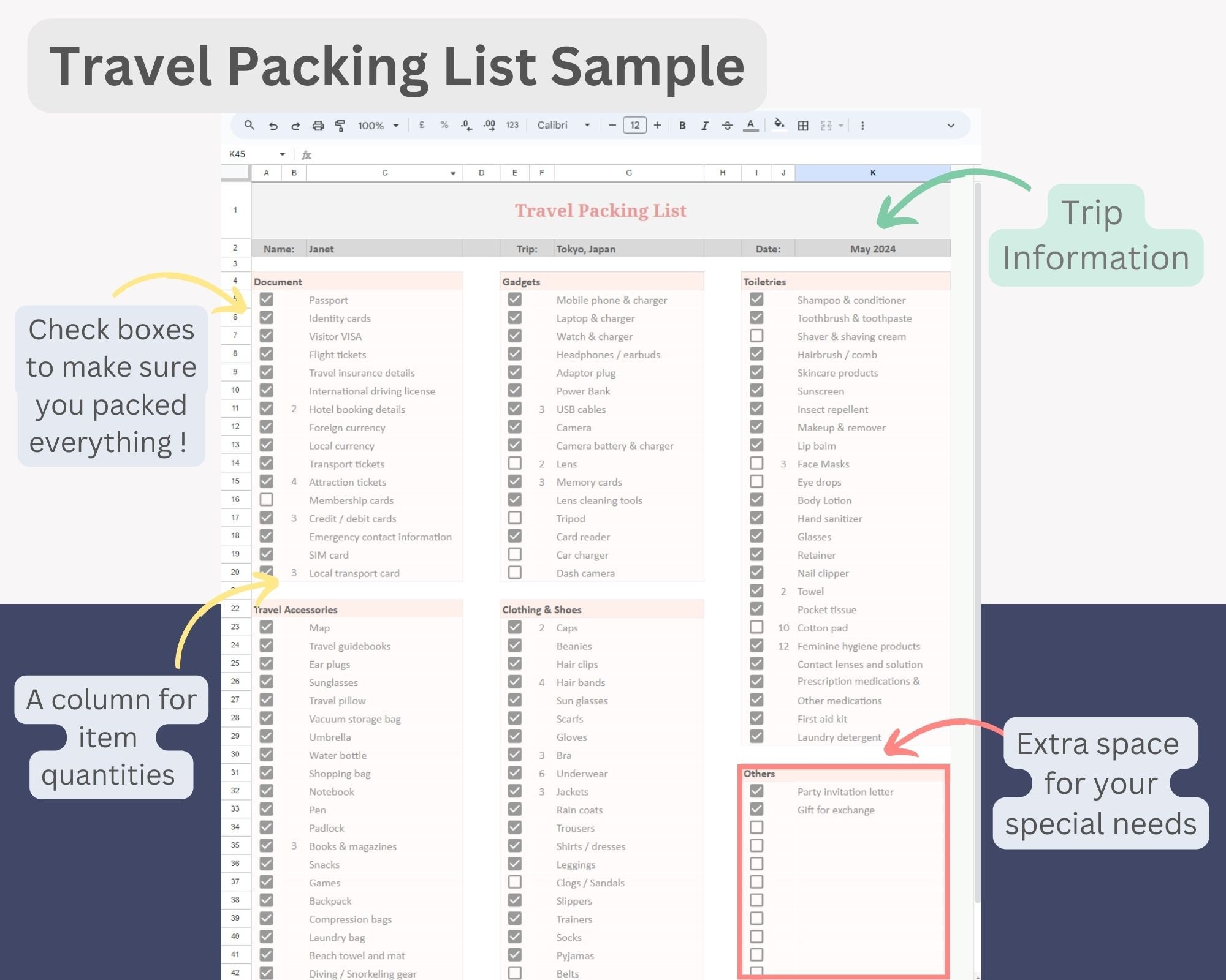 Editable Travel Packing List | Travel To-do Planner | Luggage Checklist ...