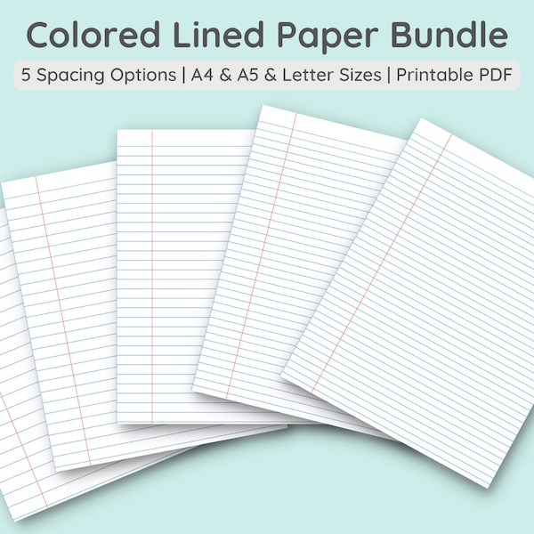 Printable Lined Paper Narrow Ruled, Wide Ruled, College Ruled, - Etsy UK