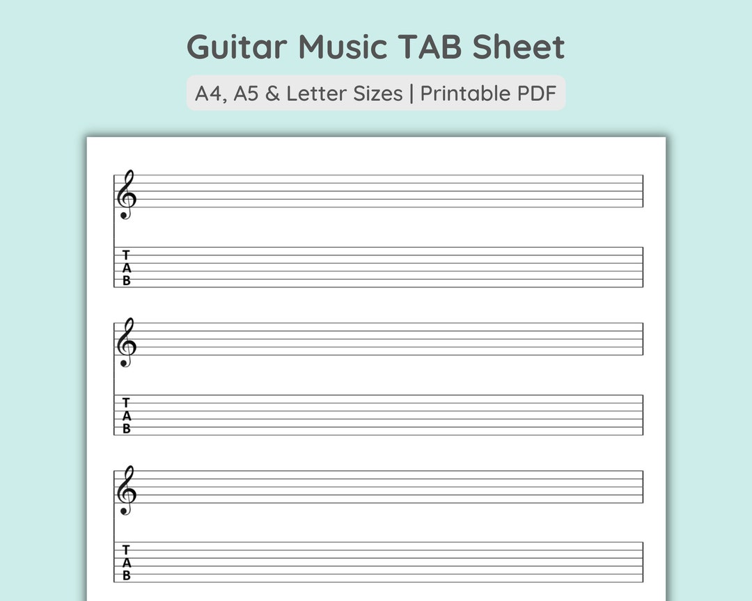 Printable Guitar TAB Music Sheet | Blank Guitar Music Paper | Guitar ...