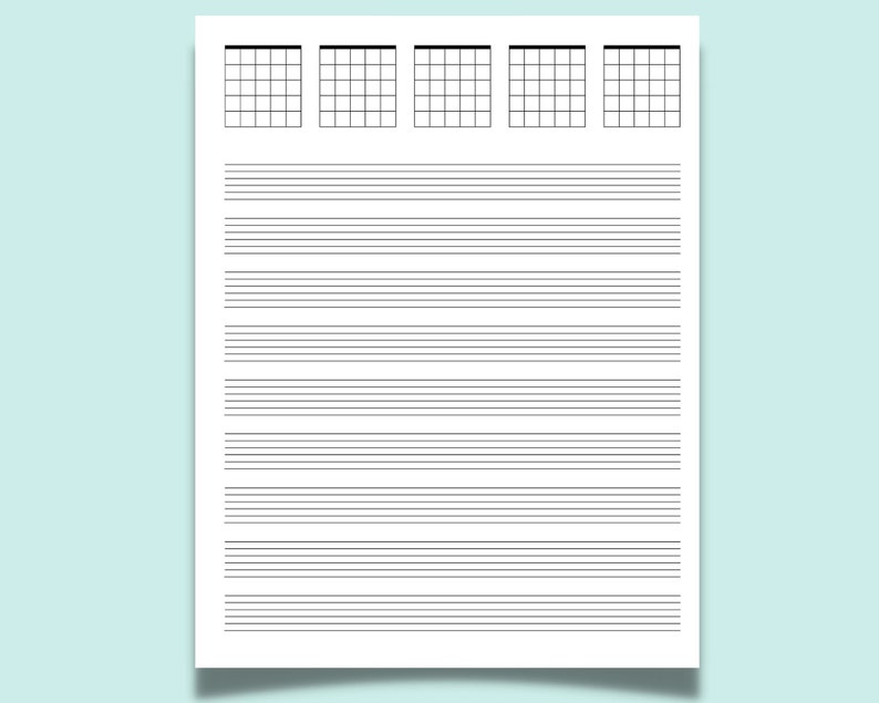 Set of 6 Printable Guitar Music Sheet Bundle | 18 Templates | Guitar ...