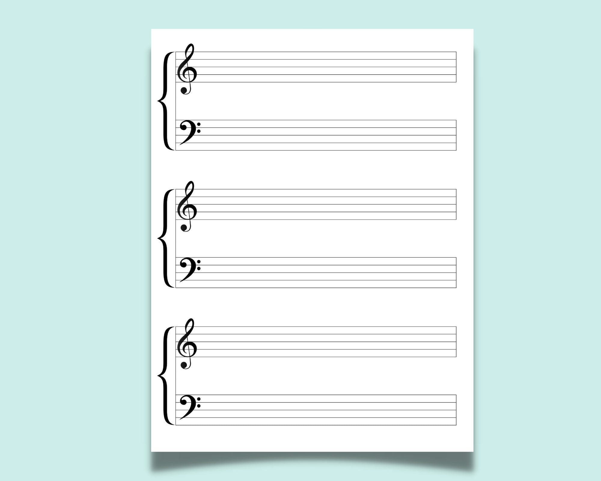 Kids Sheet Music Bundle Extra-wide Staff Music Sheets Digital ...