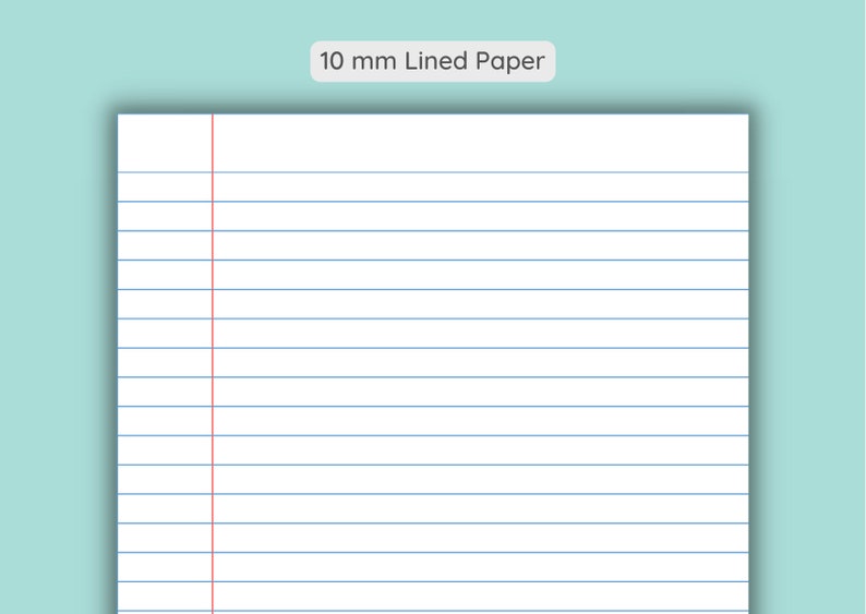 Set of 5 Colored Printable Lined Paper With Vertical Line | 15 ...