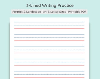 4-lined Writing Practice Paper | Handwriting Penmanship Calligraphy ...