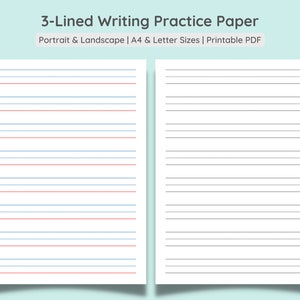 3-lined Writing Practice Paper | Handwriting Penmanship Calligraphy ...