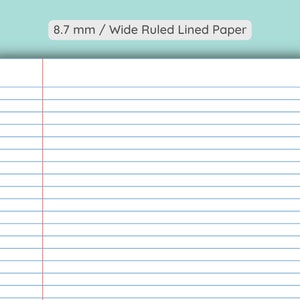Set of 5 Colored Printable Lined Paper With Vertical Line | 15 ...
