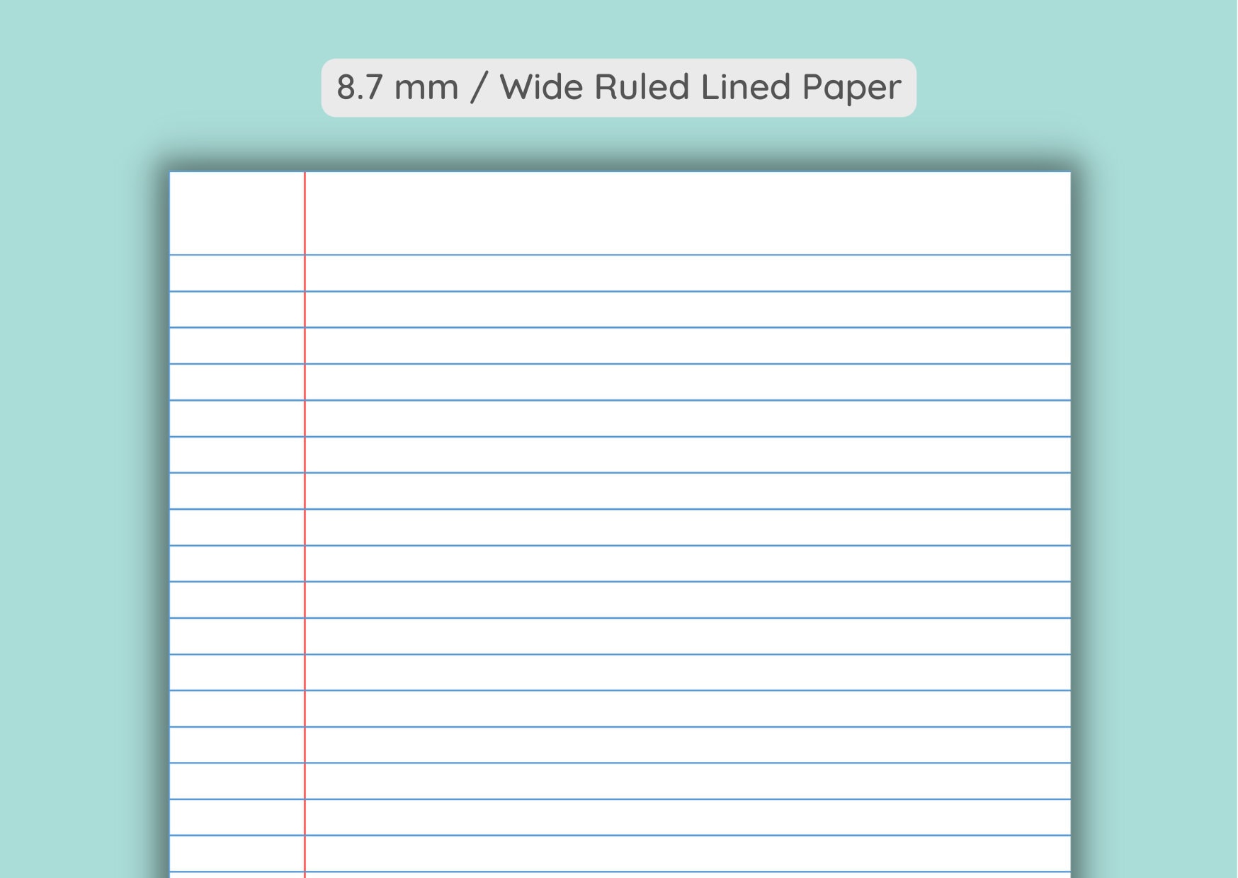 Set of 5 Colored Printable Lined Paper With Vertical Line | 15 ...