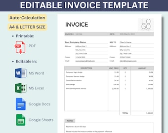 Editable Quotation Template | Auto-calculation | PDF, MS Word, MS Excel, Google Docs, Google ...