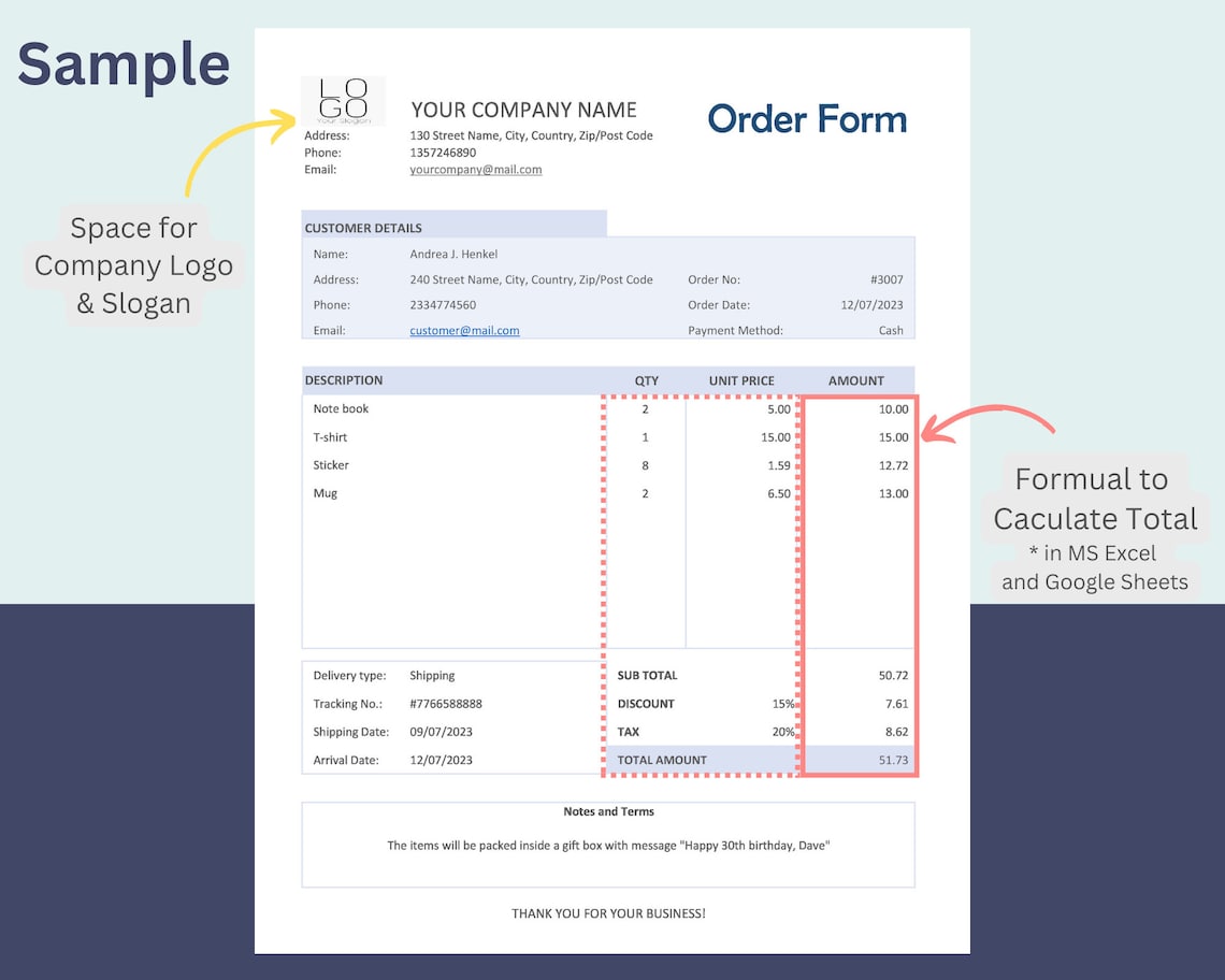Editable Purchase Order Template | Auto-calculation | PDF, MS Word, MS ...
