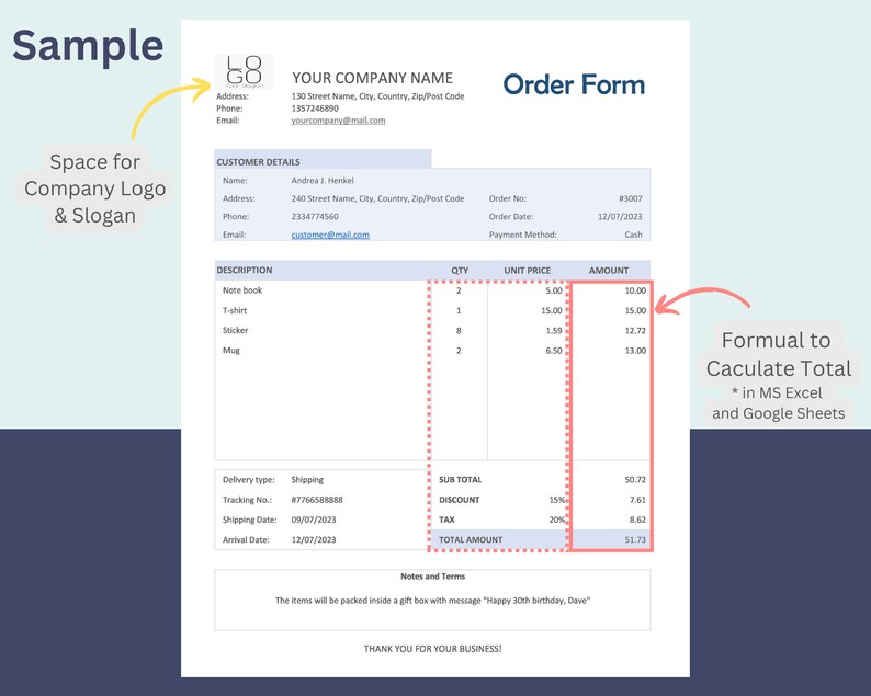 Editable Purchase Order Template Auto-calculation PDF, MS Word, MS ...