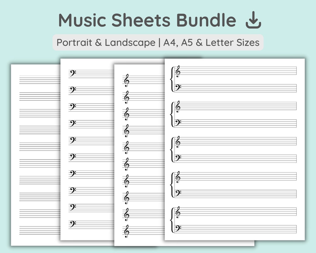 Sheet Music Bundle | Printable Music Sheets | Digital Manuscript Paper ...