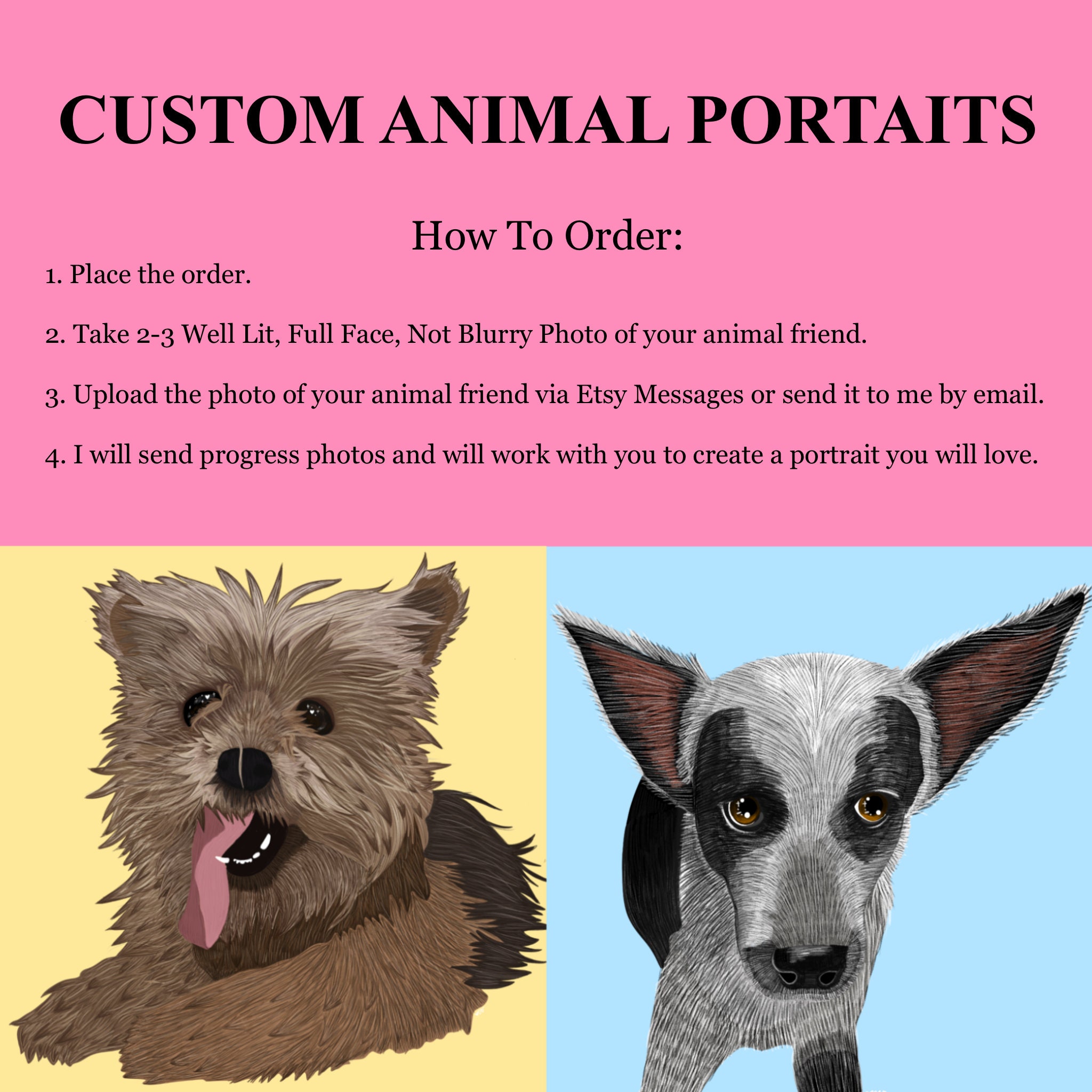Custom Animal Portraits - Etsy