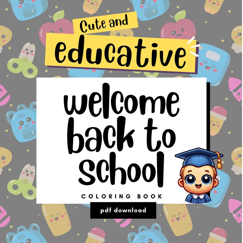Coloring Book - Welcome Back to School for Kids - Etsy