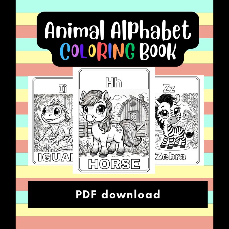 ABC Coloring Book for Kids -animal Alphabet- Fun & Educational - Etsy