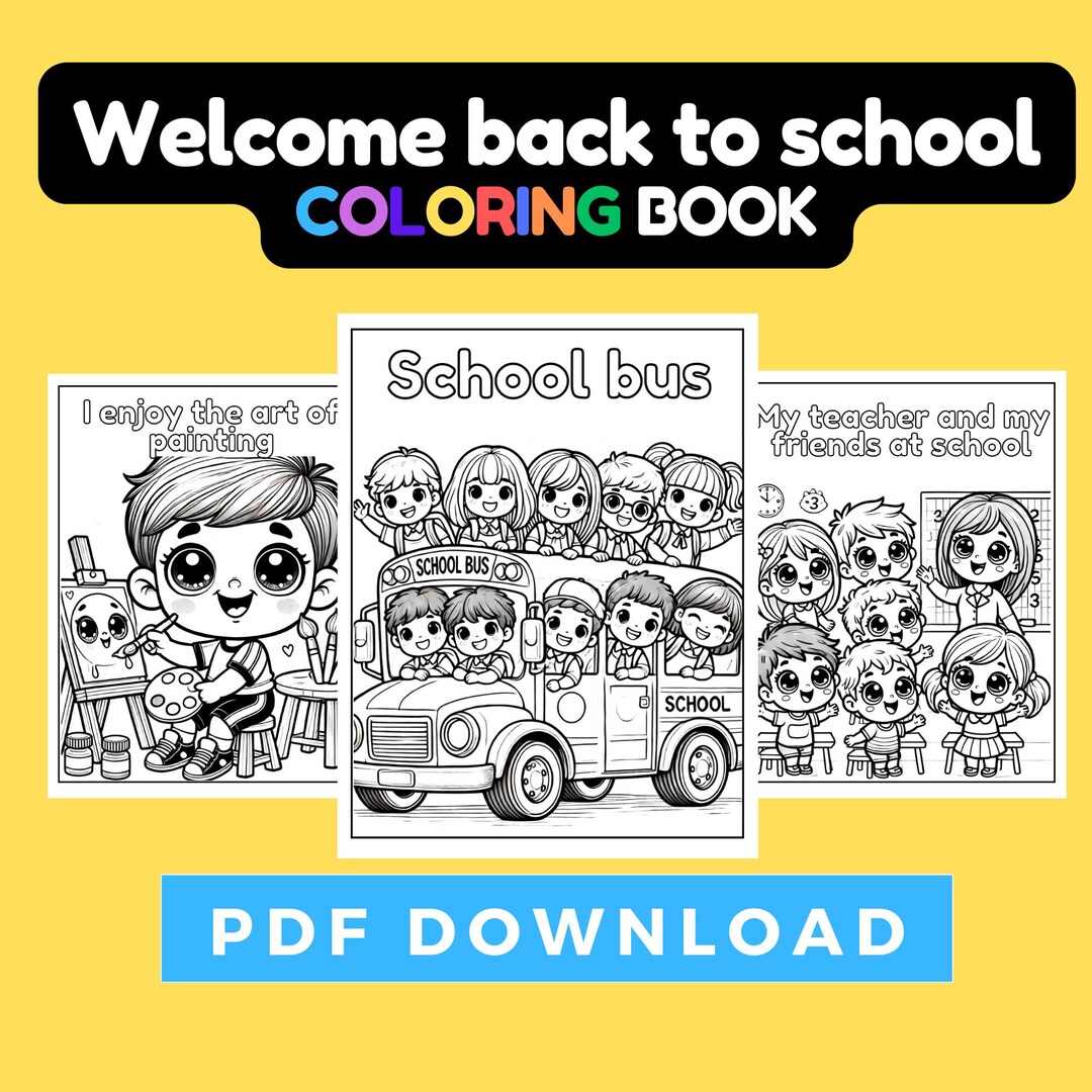 Coloring Book Welcome Back to School for Kids - Etsy