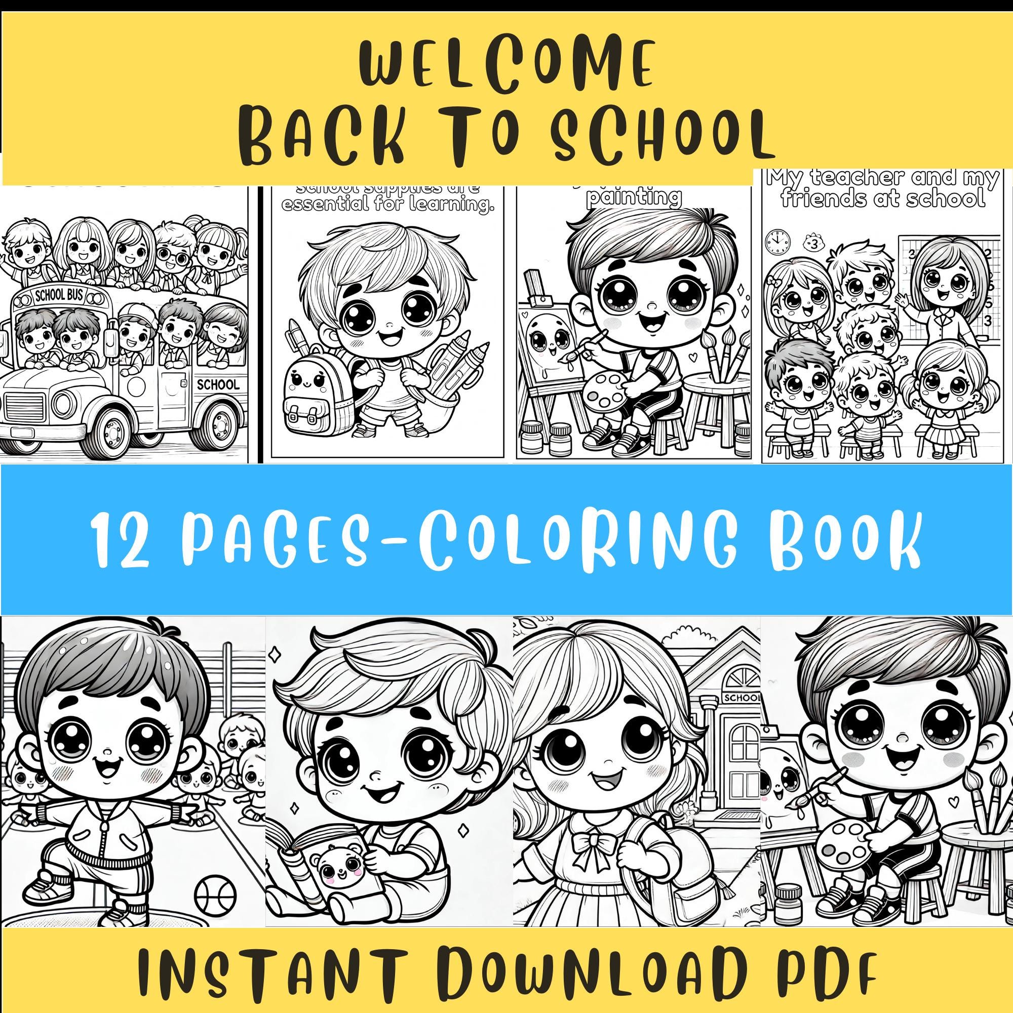 Coloring Book - Welcome Back to School for Kids - Etsy