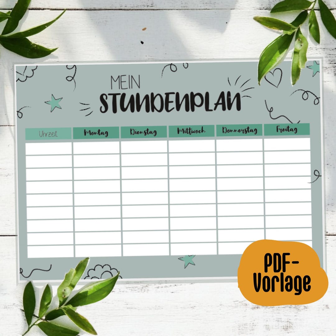 Timetable - PDF Template (A4) / Timetable to Print / Digital PDF - Etsy