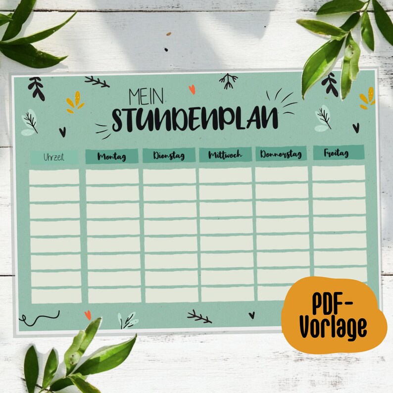 Timetable - PDF Template (A4) | Printable Timetable | Digital PDF ...