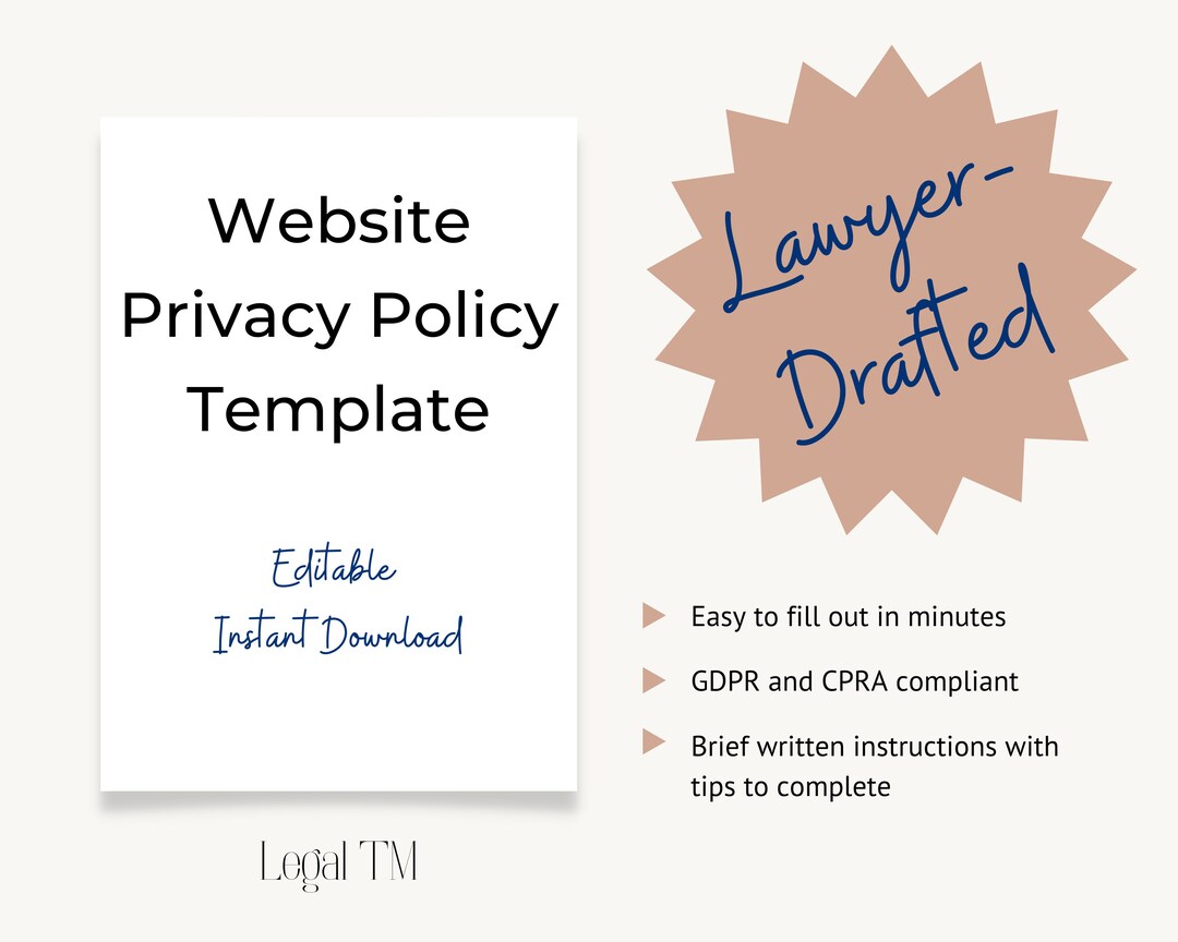 Website Privacy Policy Template: Lawyer-drafted, GDPR & CPRA Compliant ...