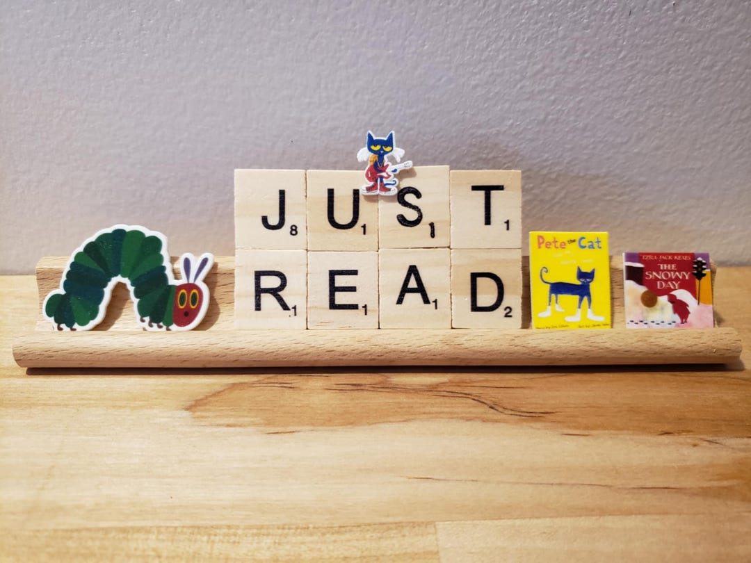 Just Read, Scrabble Name Plate for Desk, Shelf, Classroom, Windowsill ...
