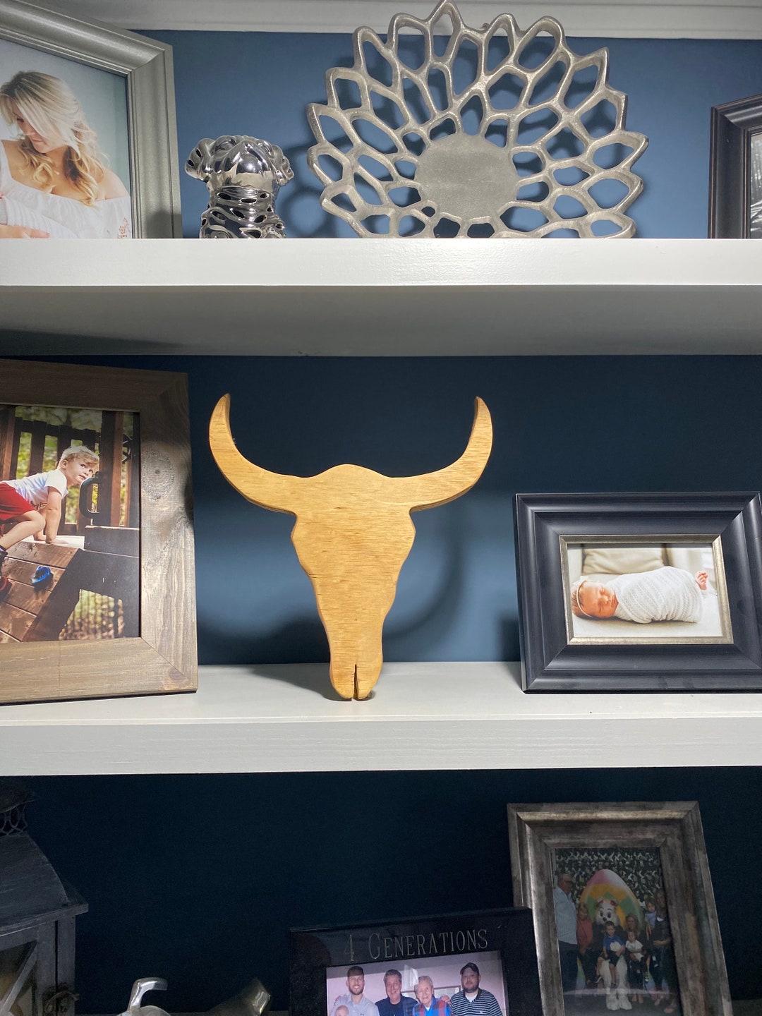 Handmade Bull Skull Shelf Decor With Prop up Stand. - Etsy