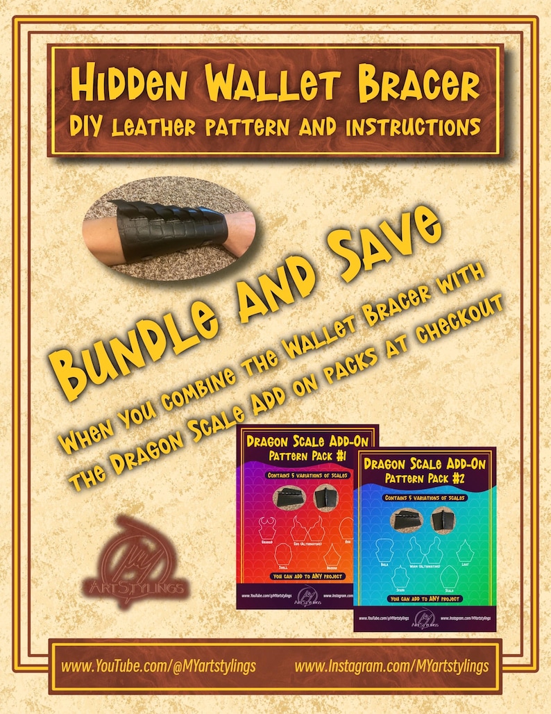 Leather Arm Bracer Hidden Wallet Pattern - Instant Download DIY Pattern ...