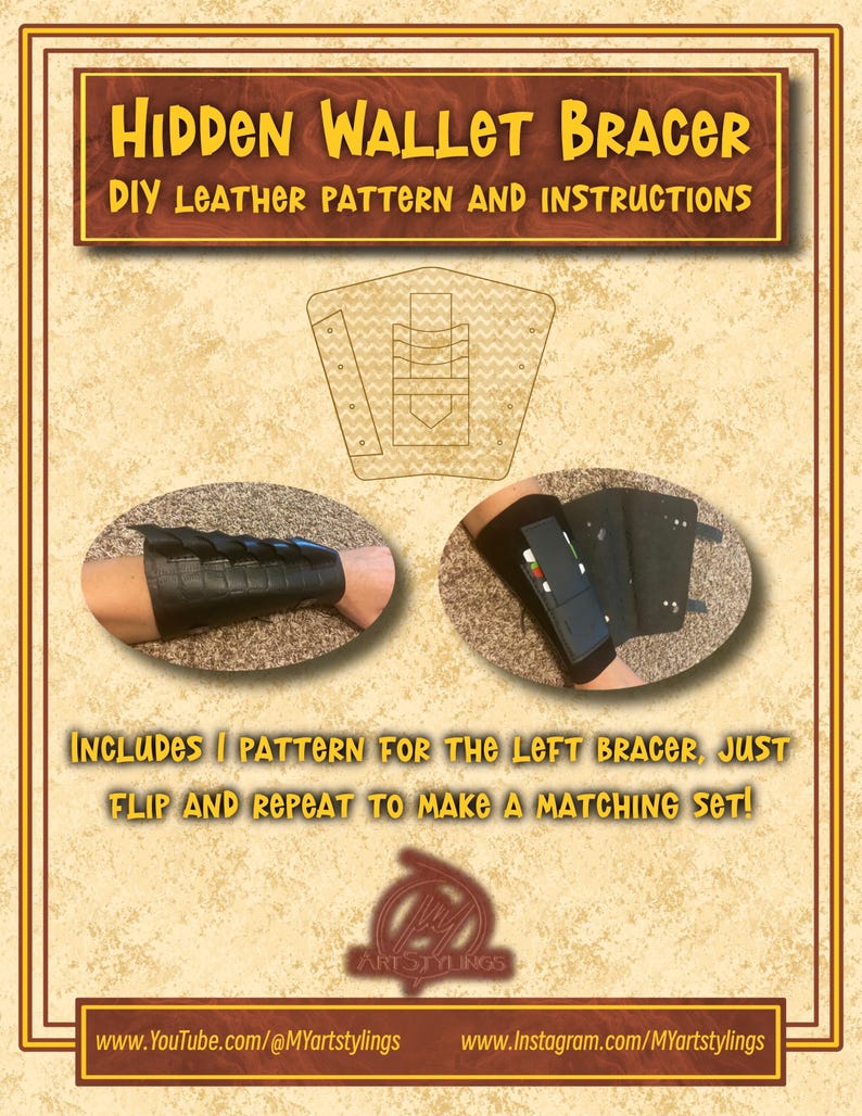Leather Arm Bracer Hidden Wallet Pattern - Instant Download DIY Pattern ...
