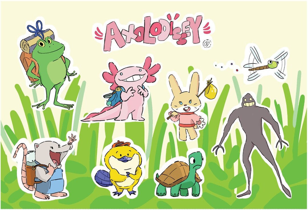Axolotl Sticker Sheet Axolodyssey Characters Sticker Sheet - Etsy