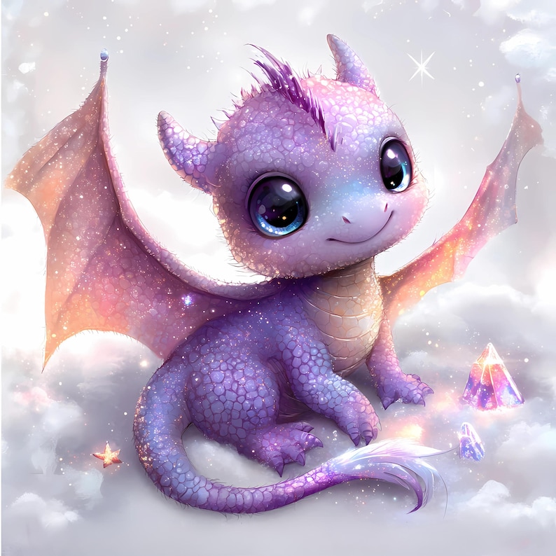 10 Whimsical Baby Dragon Clipart - Pastel Fantasy Illustration With ...