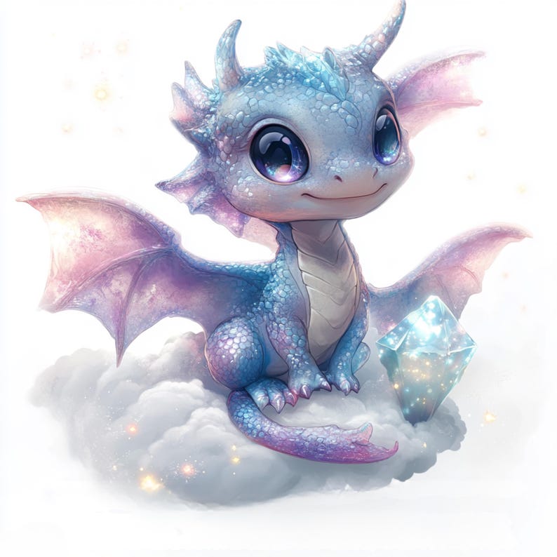 10 Whimsical Baby Dragon Clipart - Pastel Fantasy Illustration With ...