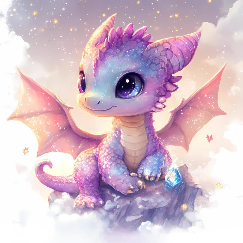10 Whimsical Baby Dragon Clipart - Pastel Fantasy Illustration With ...