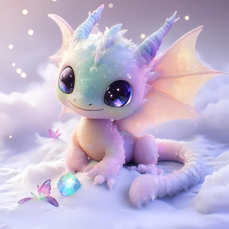 10 Whimsical Baby Dragon Clipart - Pastel Fantasy Illustration With ...