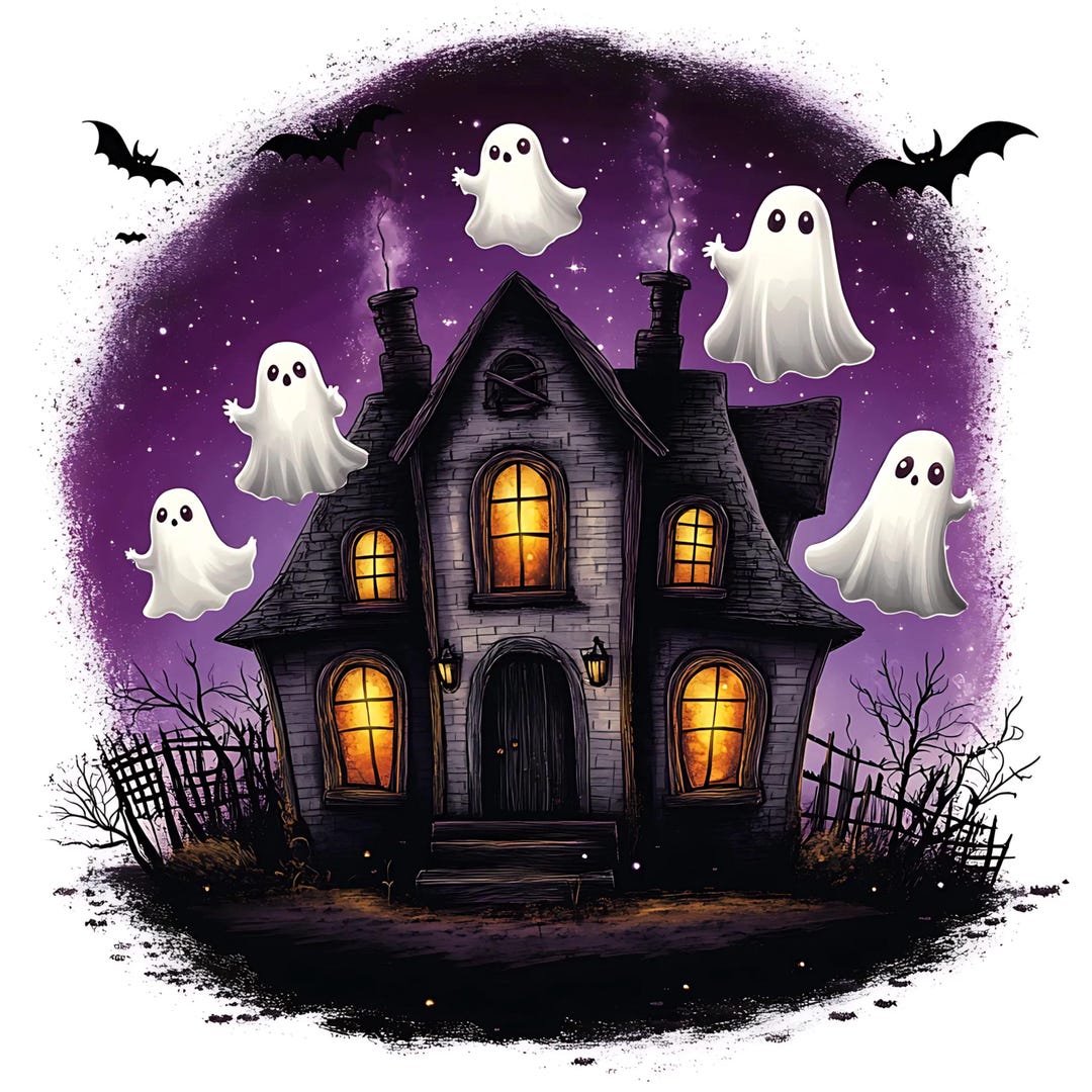10 Whimsical Haunted House Halloween Digital Design Spooky Haunted ...