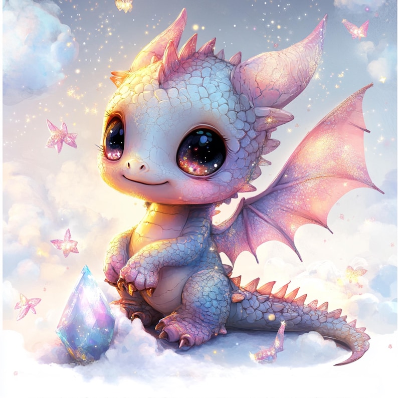 10 Whimsical Baby Dragon Clipart - Pastel Fantasy Illustration With ...