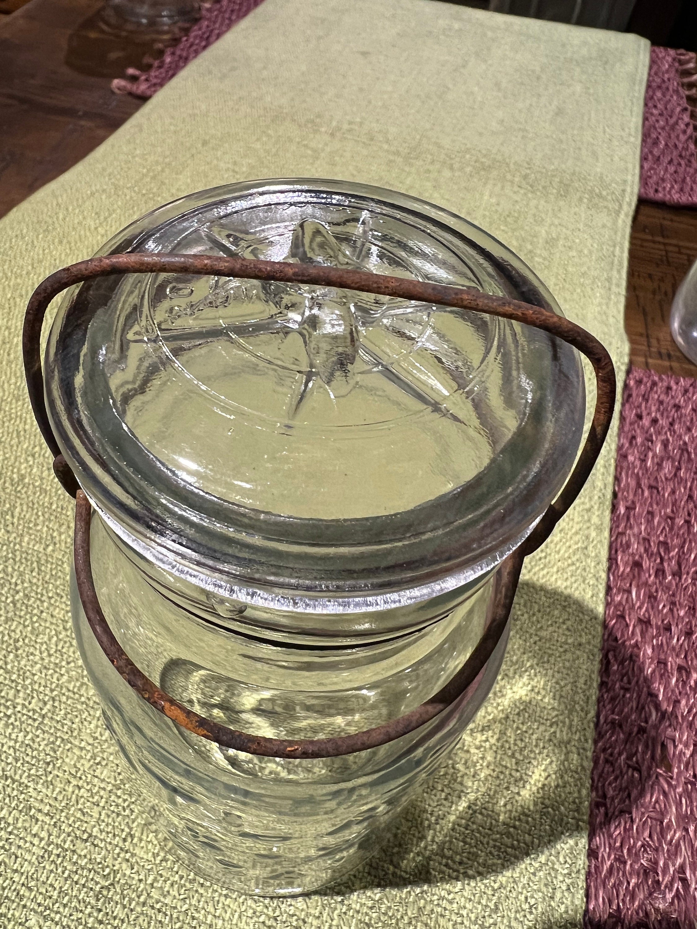 Vtg Atlas EZ Seal Clear Glass Canning Jar W/ Glass Lid and Metal Bail ...