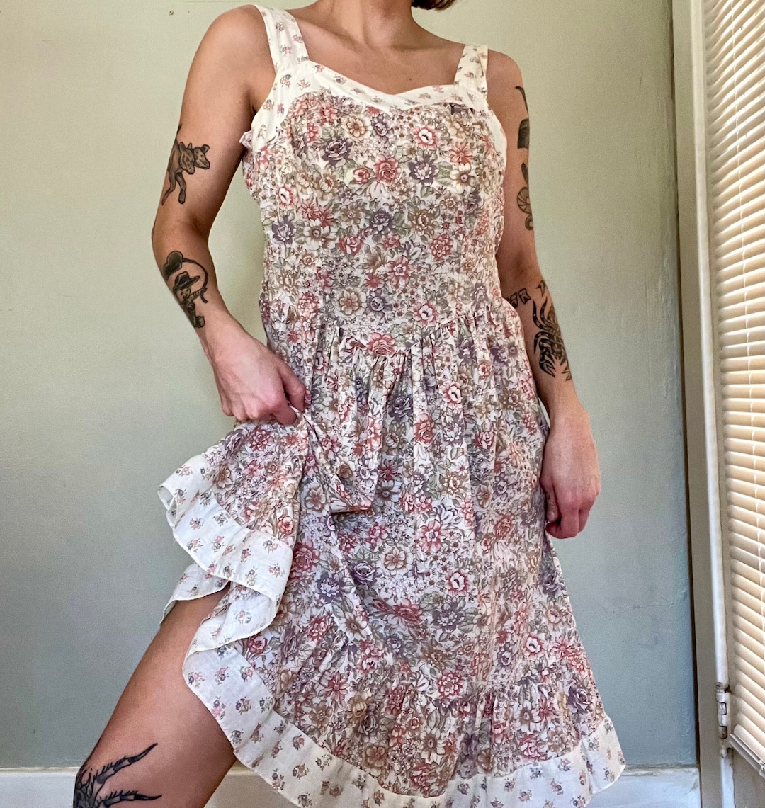 Vintage 70s/80s Jaree Classics Floral Prairie Sundress Midi Dress - Etsy