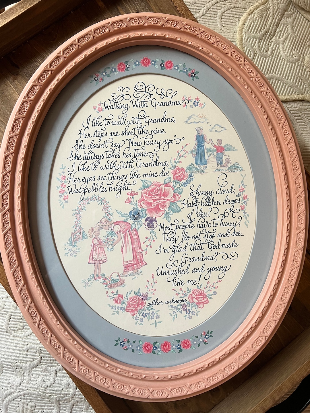 Vintage Homco walking With Grandma Poem Framed and Matted - Etsy